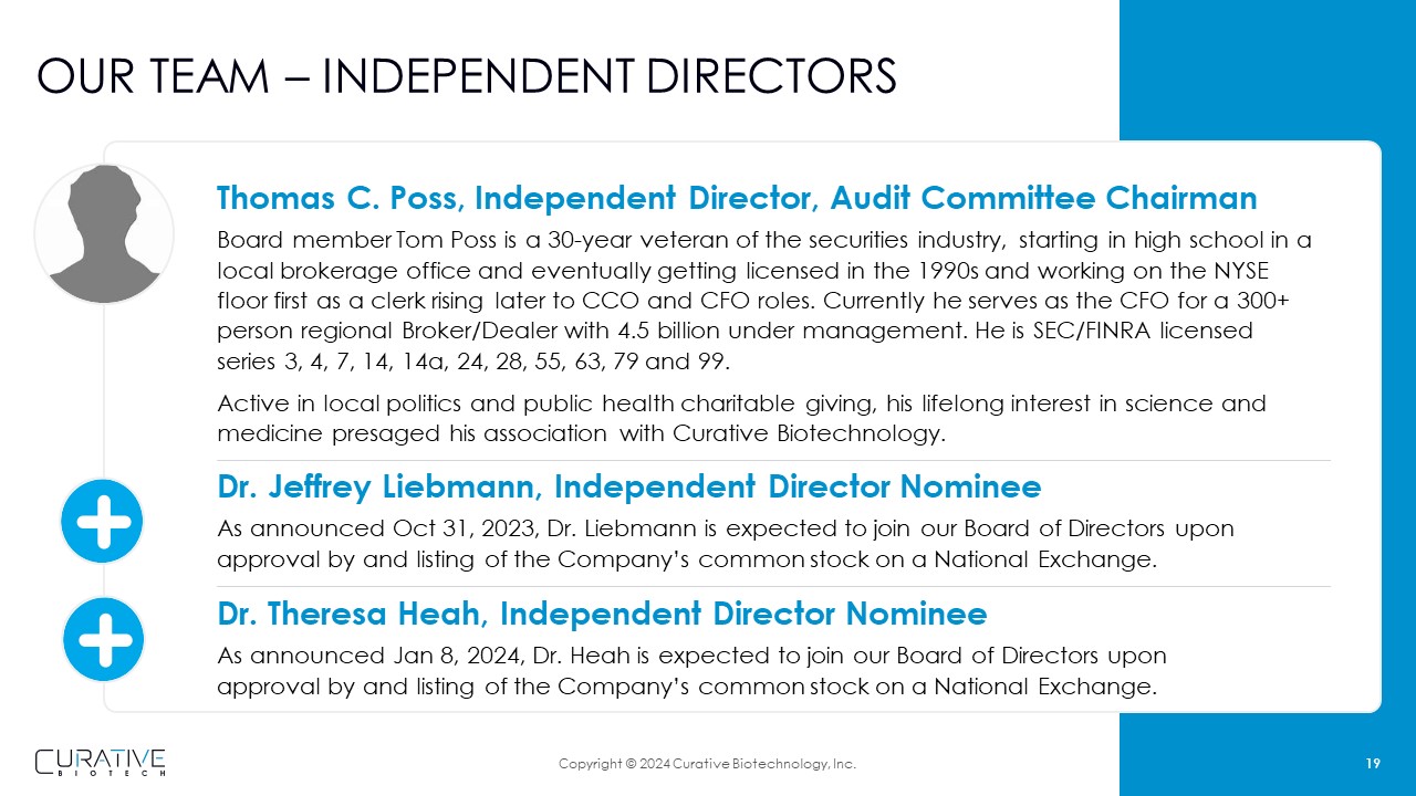 Curative Biotechnology - Novel Solutions for Unmet Medical Needs